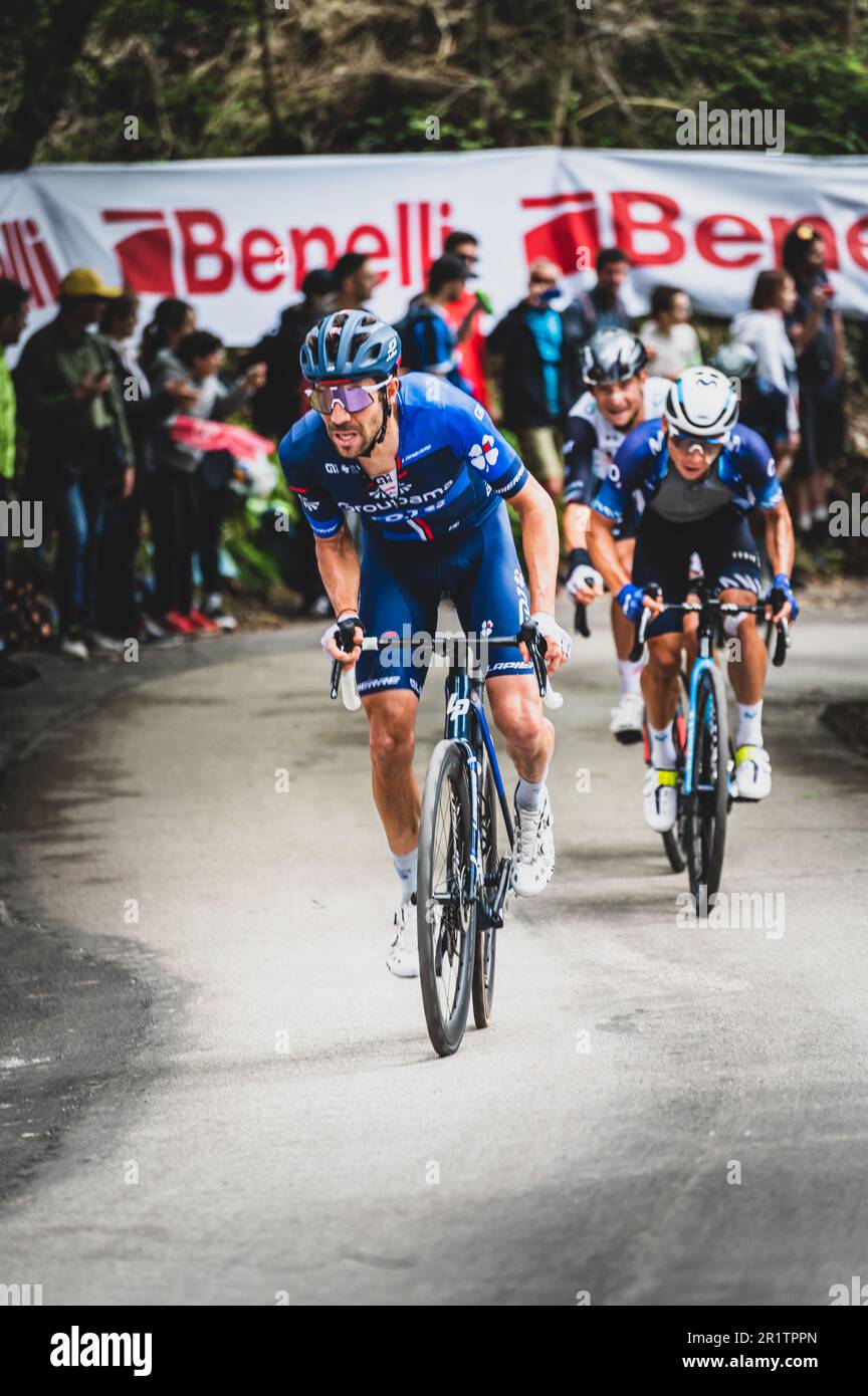Italy, May 13, 2023: professional cyclists face the eighth stage of the ...