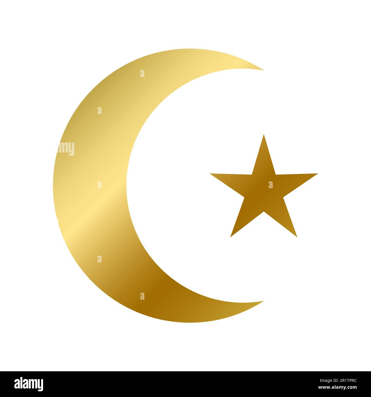 Islamic faith symbol isolated. East islam religious golden sign on ...