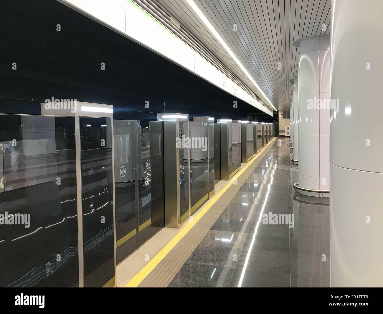 subway with increased security. new metro stations. double security, automatic doors before ...