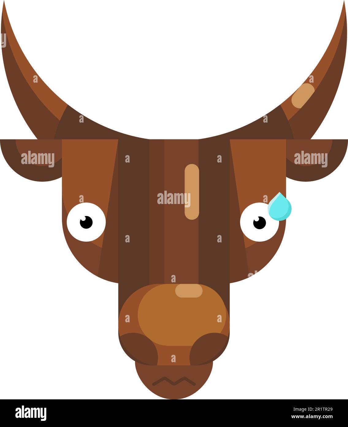 Afraid bull face emoji, sweating cow icon isolated emotion sign. Cute ...