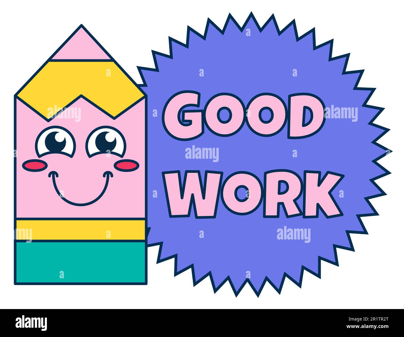 Good work teacher reward sticker, cute cartoon school award with ...