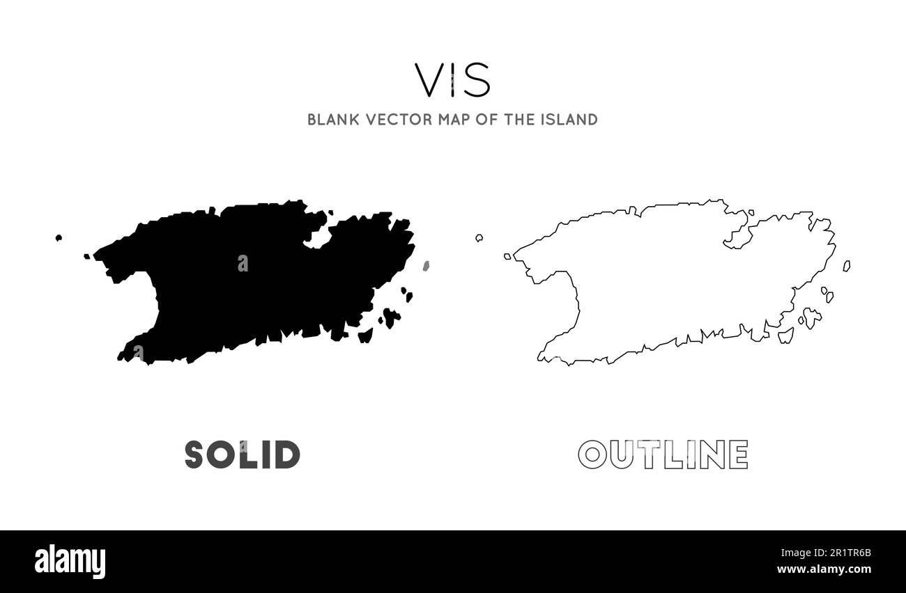 Vis map. Blank vector map of the island. Borders of Vis for your ...