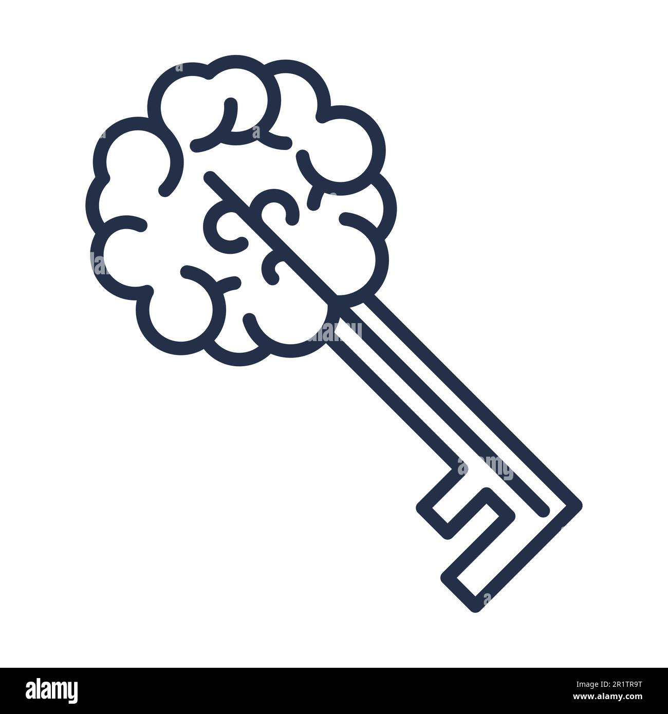 Key Brain Sign Isolated on White Background, Creative Thinking Icon ...