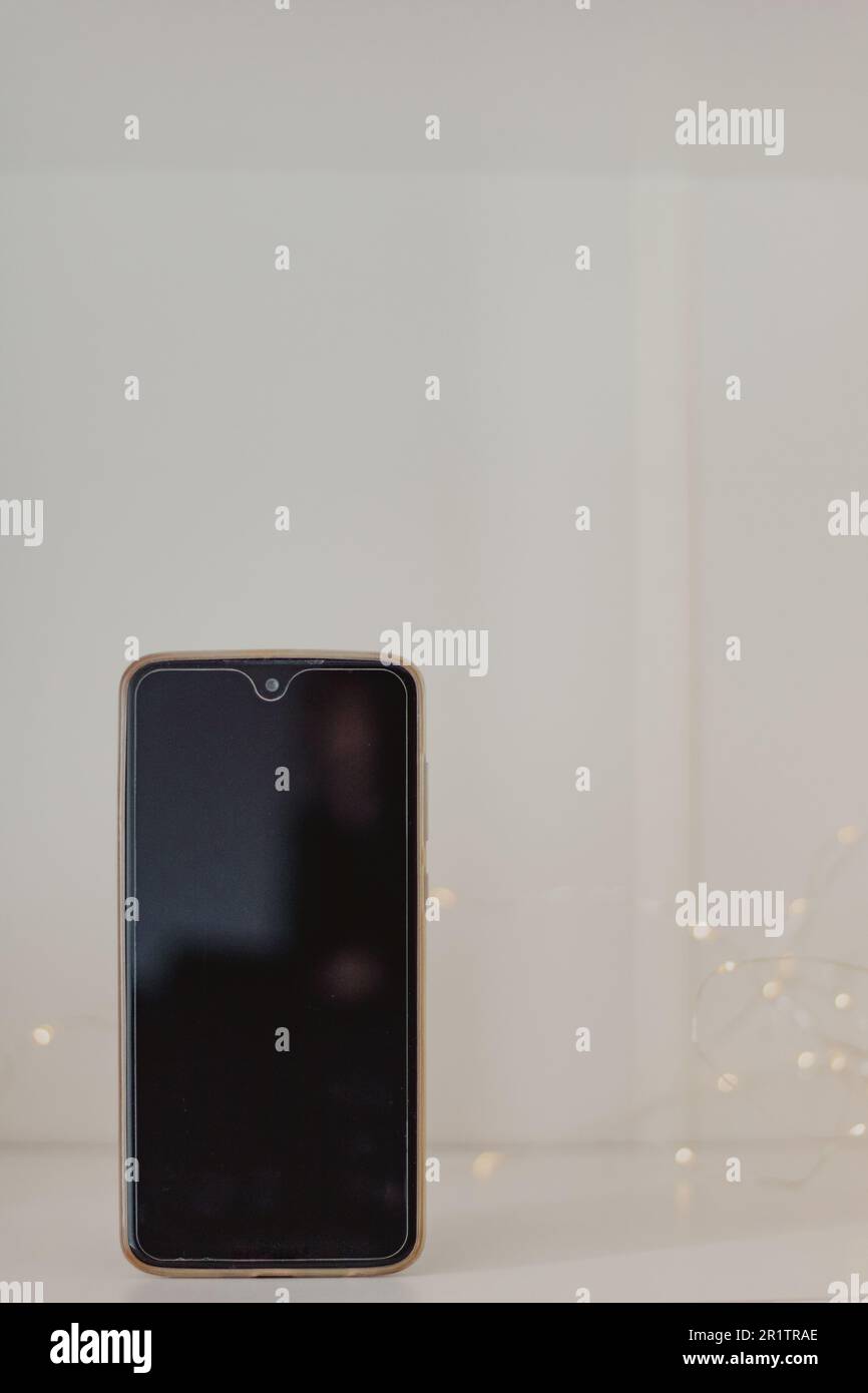 High-Tech Black Smartphone on a Spotless White Background Stock Photo ...