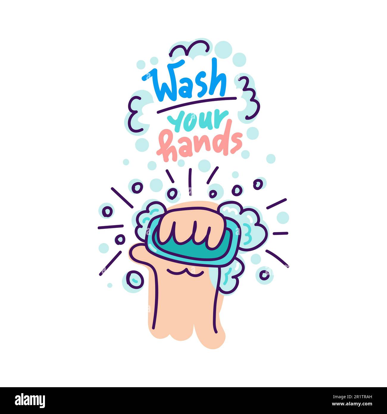 Virus protection stickers in hand drawn style. Cartoon badge with ...