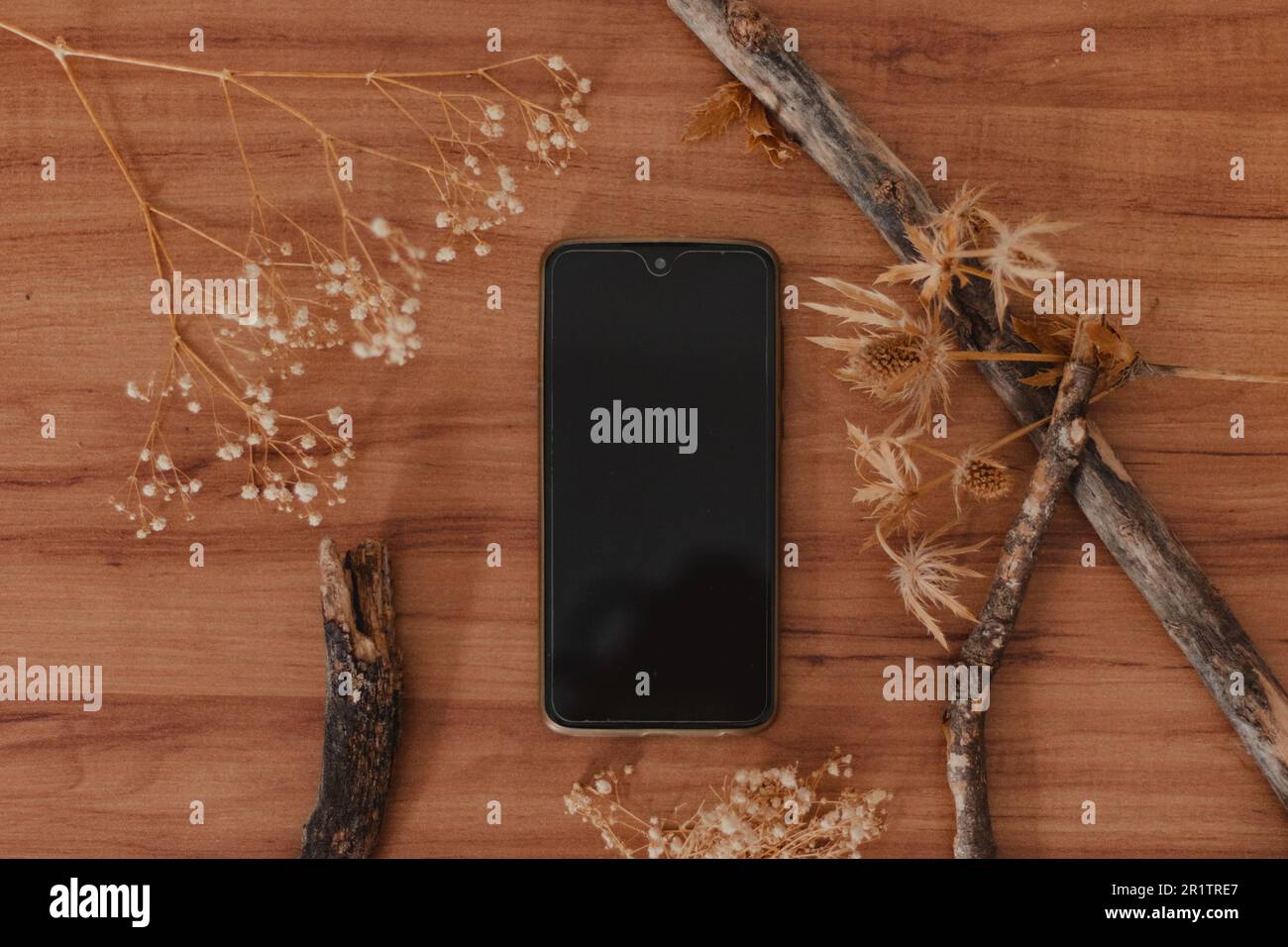 warm and wooden smartphone concept Stock Photo - Alamy