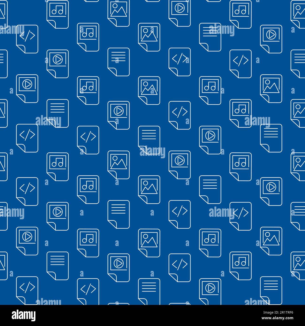 Seamless Pattern with Document Files Folders Icons. Different Business Media Files on Blue ...