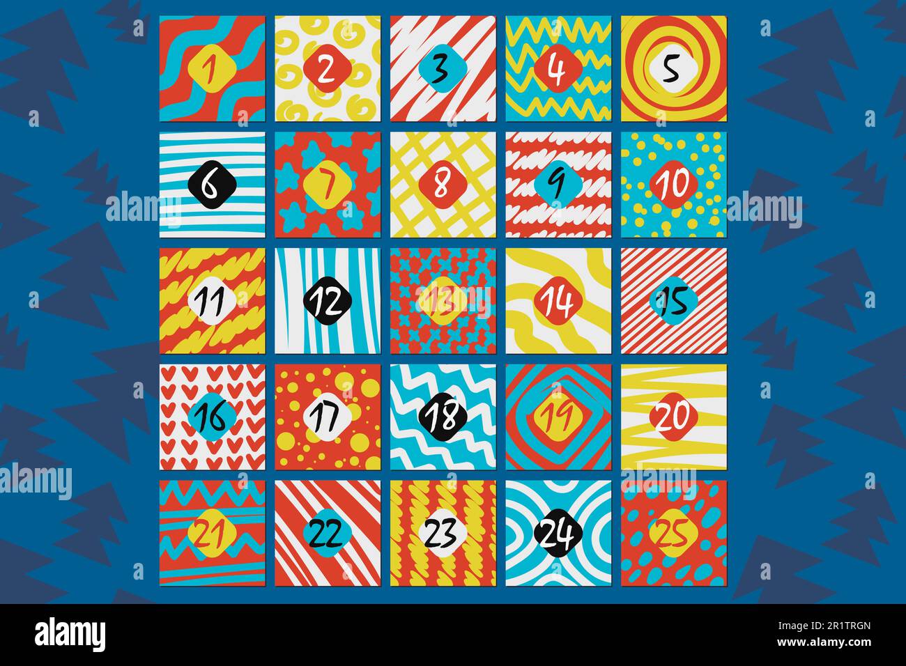 December festive advent calendar flat vector illustration. Christmas ...