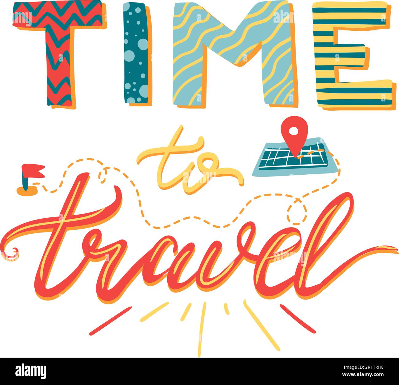 Time to travel hand drawn vector lettering. Quote, phrase ...