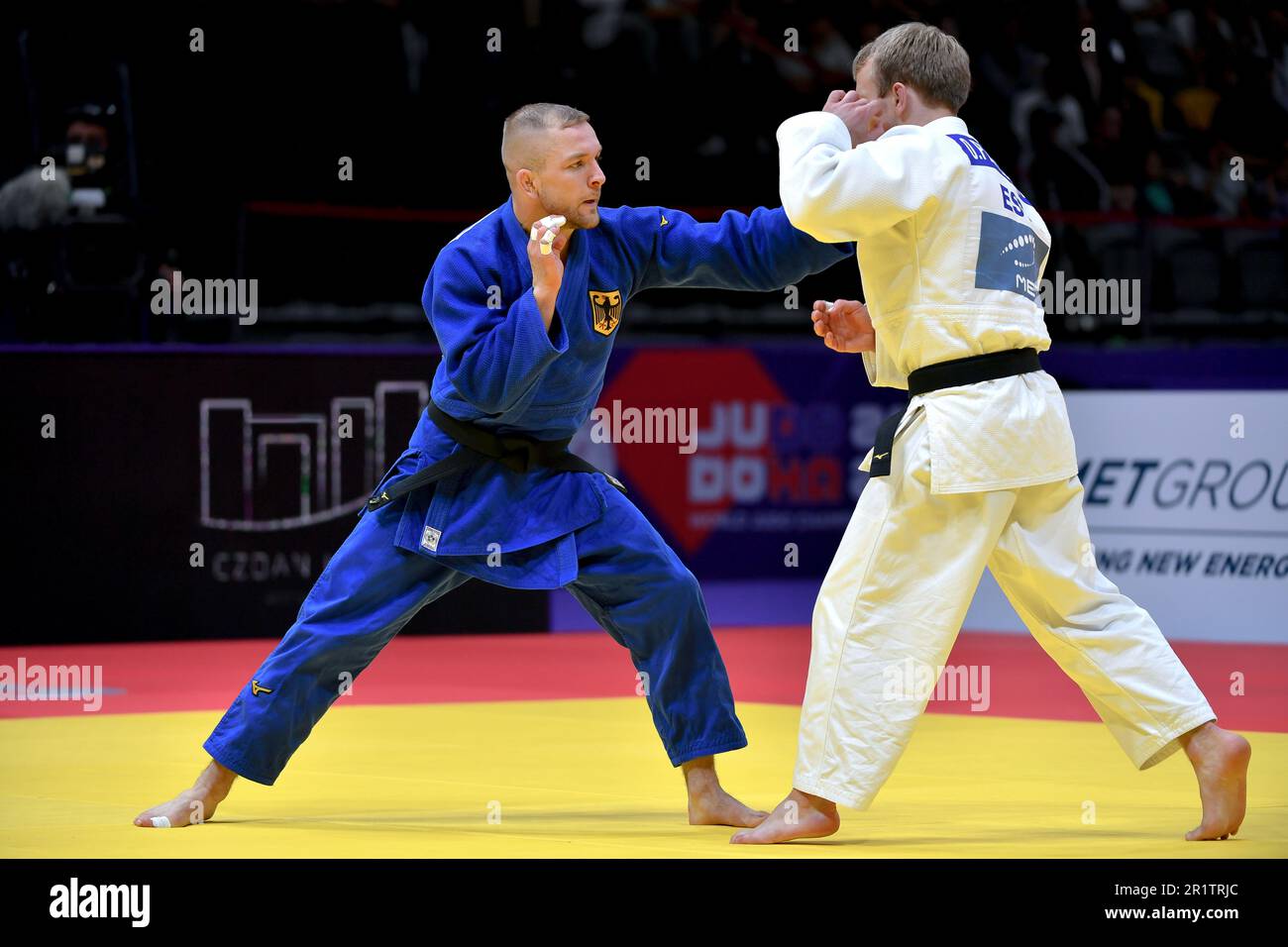 Doha, Qatar, 8 May 2023. Martin Setz of Germany competes against Oscar ...