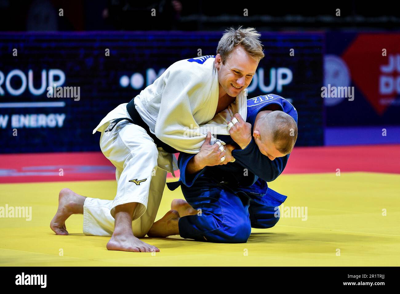 Doha, Qatar, 8 May 2023. Martin Setz of Germany competes against Oscar ...