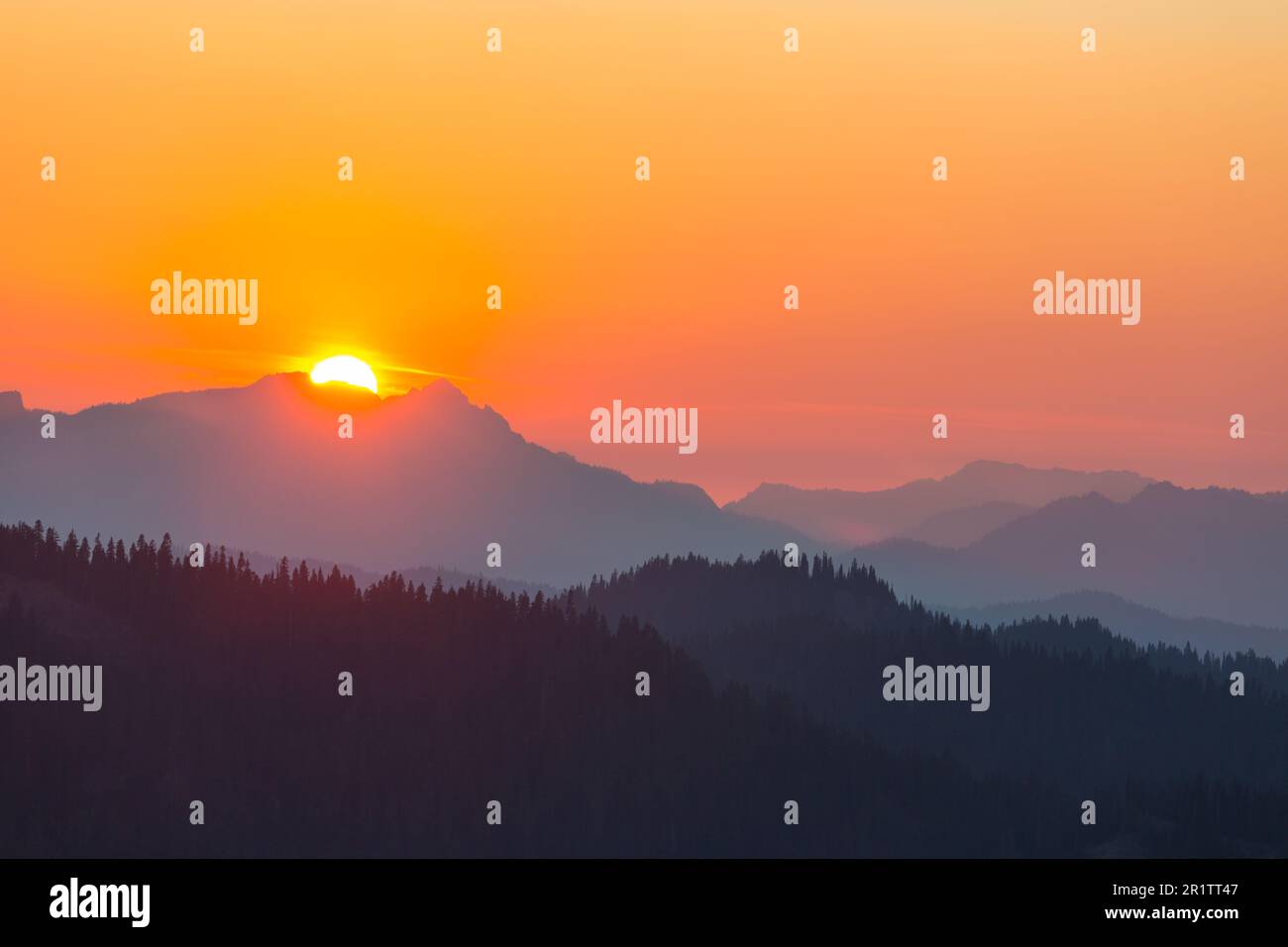 mountain silhouette at sunrise in spring season Stock Photo - Alamy