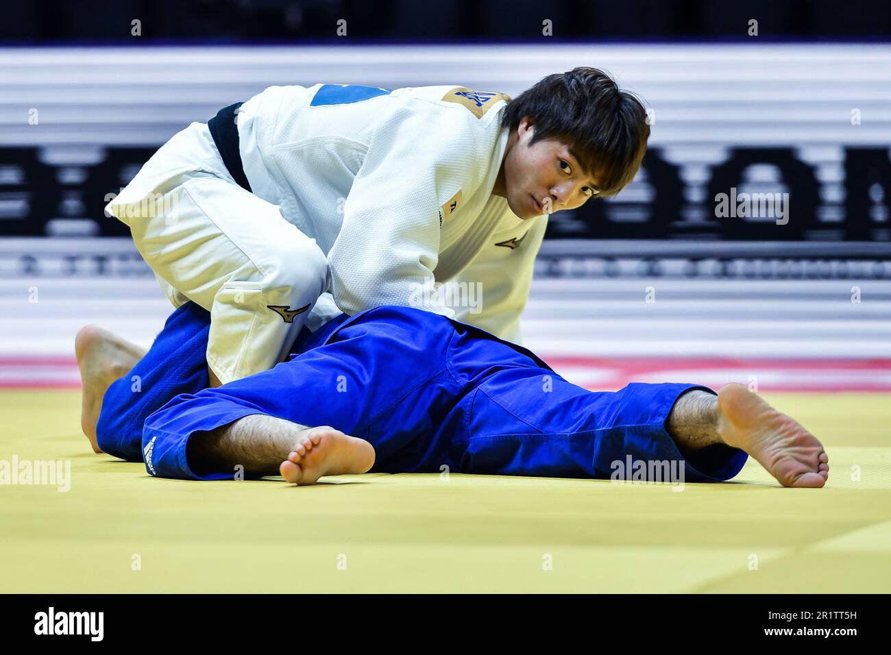Doha, Qatar, 8 May 2023. Hifumi Abe of japan competes against Matteo ...
