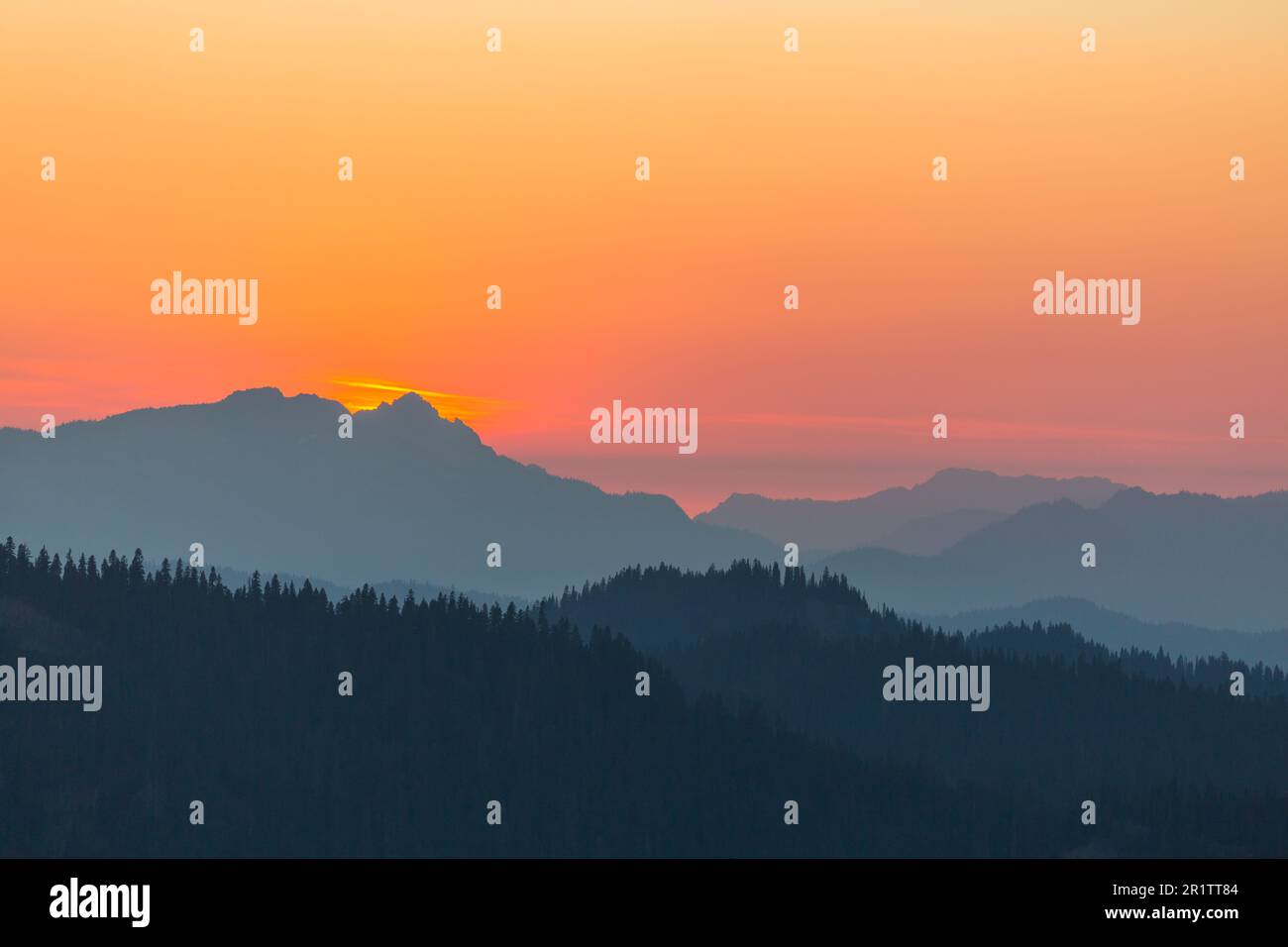 mountain silhouette at sunrise in spring season Stock Photo - Alamy
