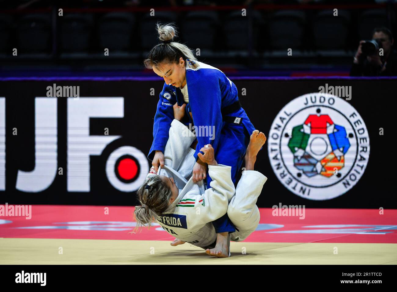 Doha, Qatar, 8 May 2023. Distria Krasniqi of Kosovo competes against ...