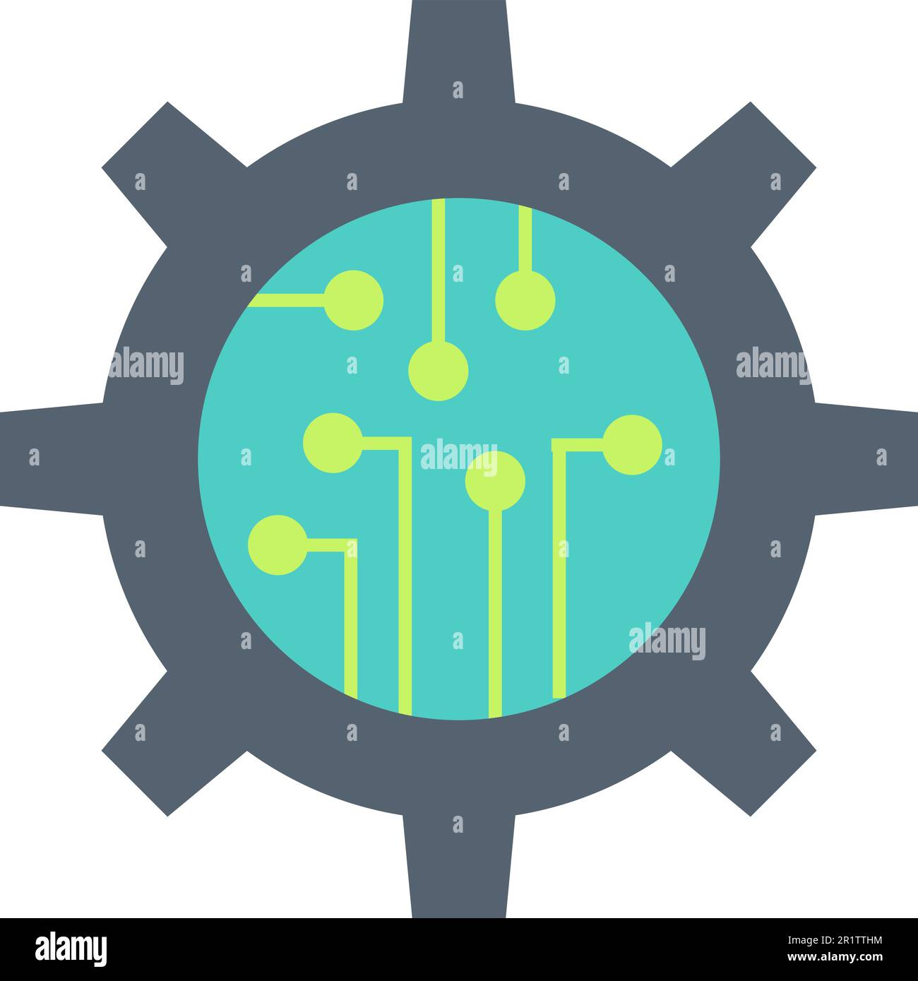 Digital technology flat vector icon. Technical skills. Cogwheel with ...