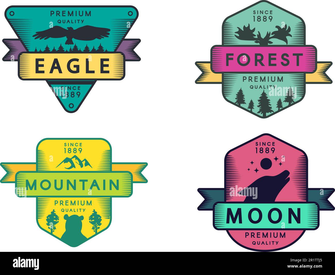 Forest animals vector logo templates set. Recreational park symbol ...