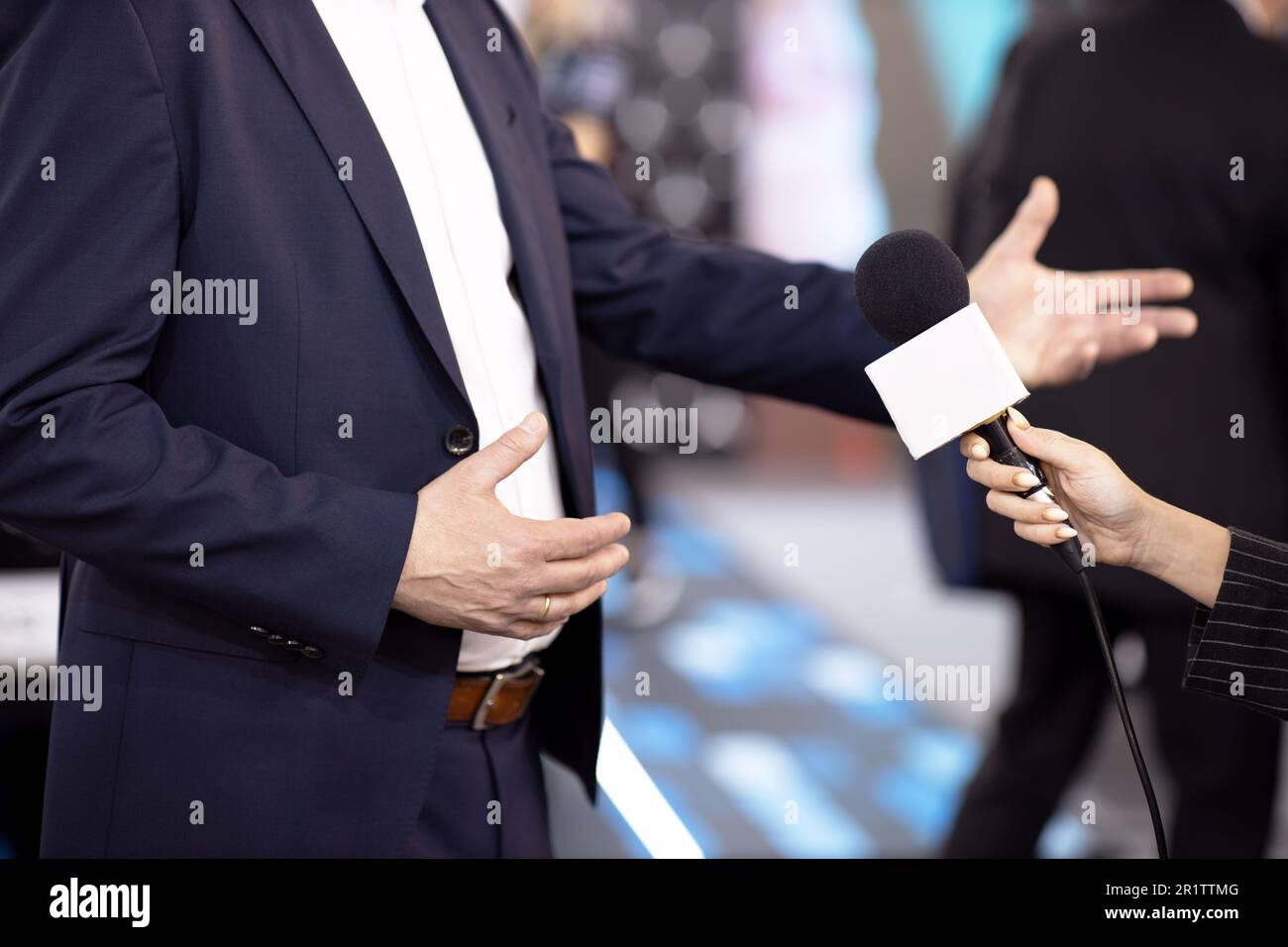 News, media or press interview Stock Photo - Alamy