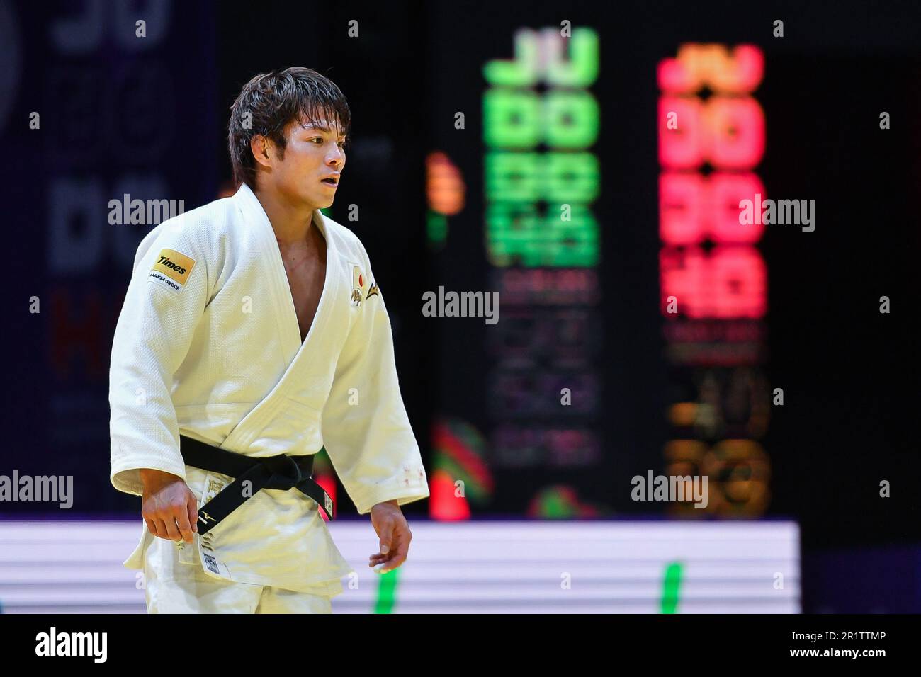 Doha, Qatar, 8 May 2023. Hifumi Abe of Japan reacts in Men's -66kg ...