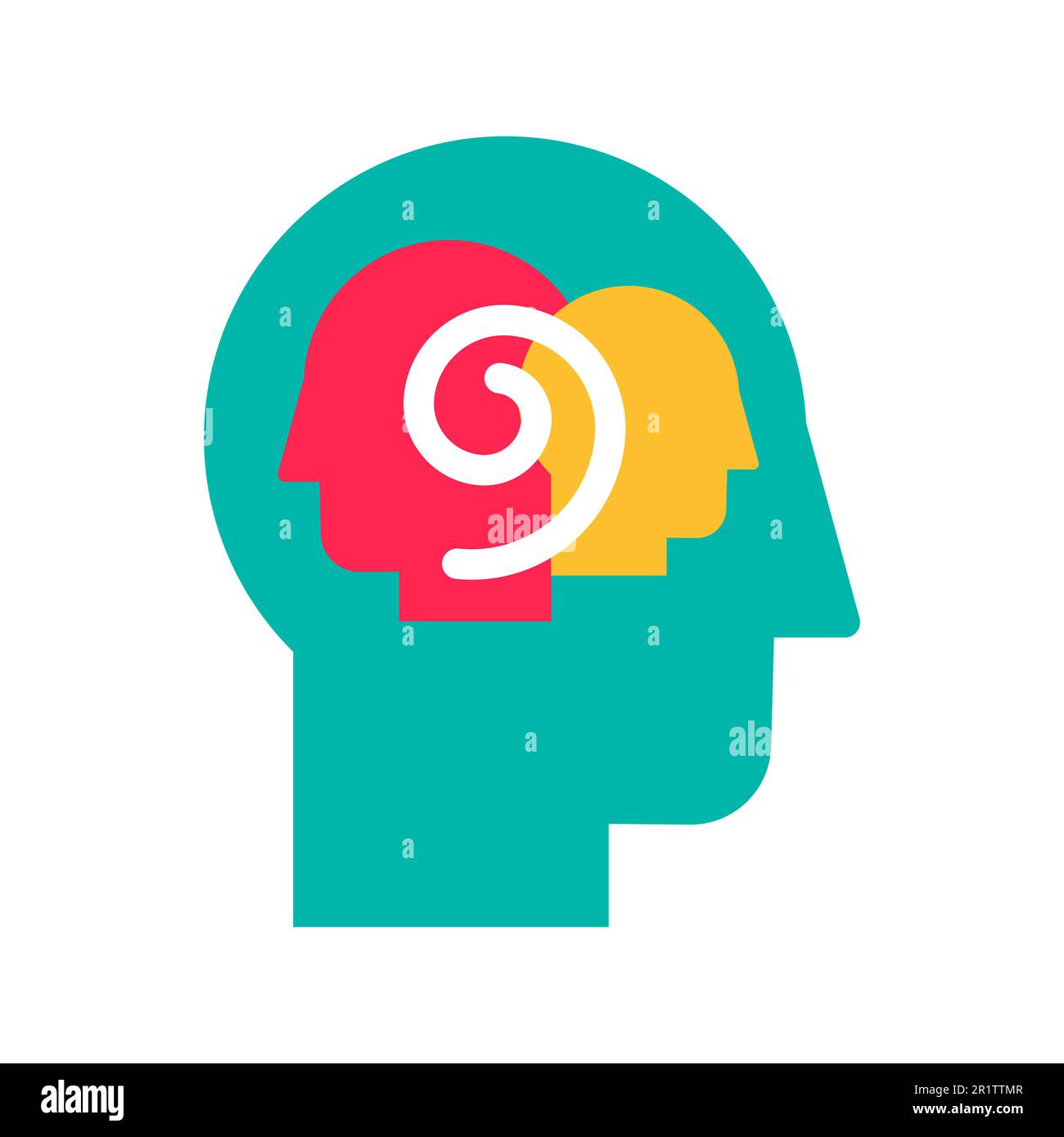 Introspection and self-observation color flat vector icon. Dissociative ...