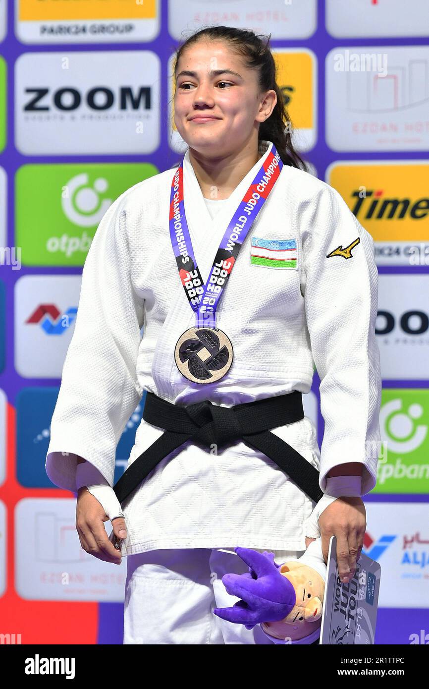 Doha, Qatar, 8 May 2023. Diyora Keldiyorova of Uzbekistan posing with ...