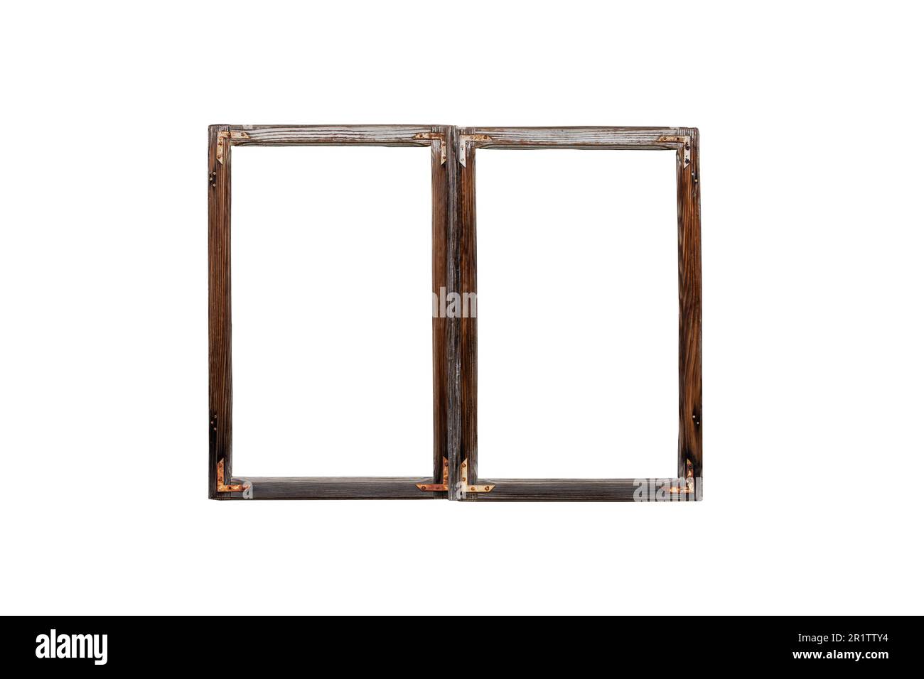 Weathered wooden window frame isolated on white background Stock Photo ...