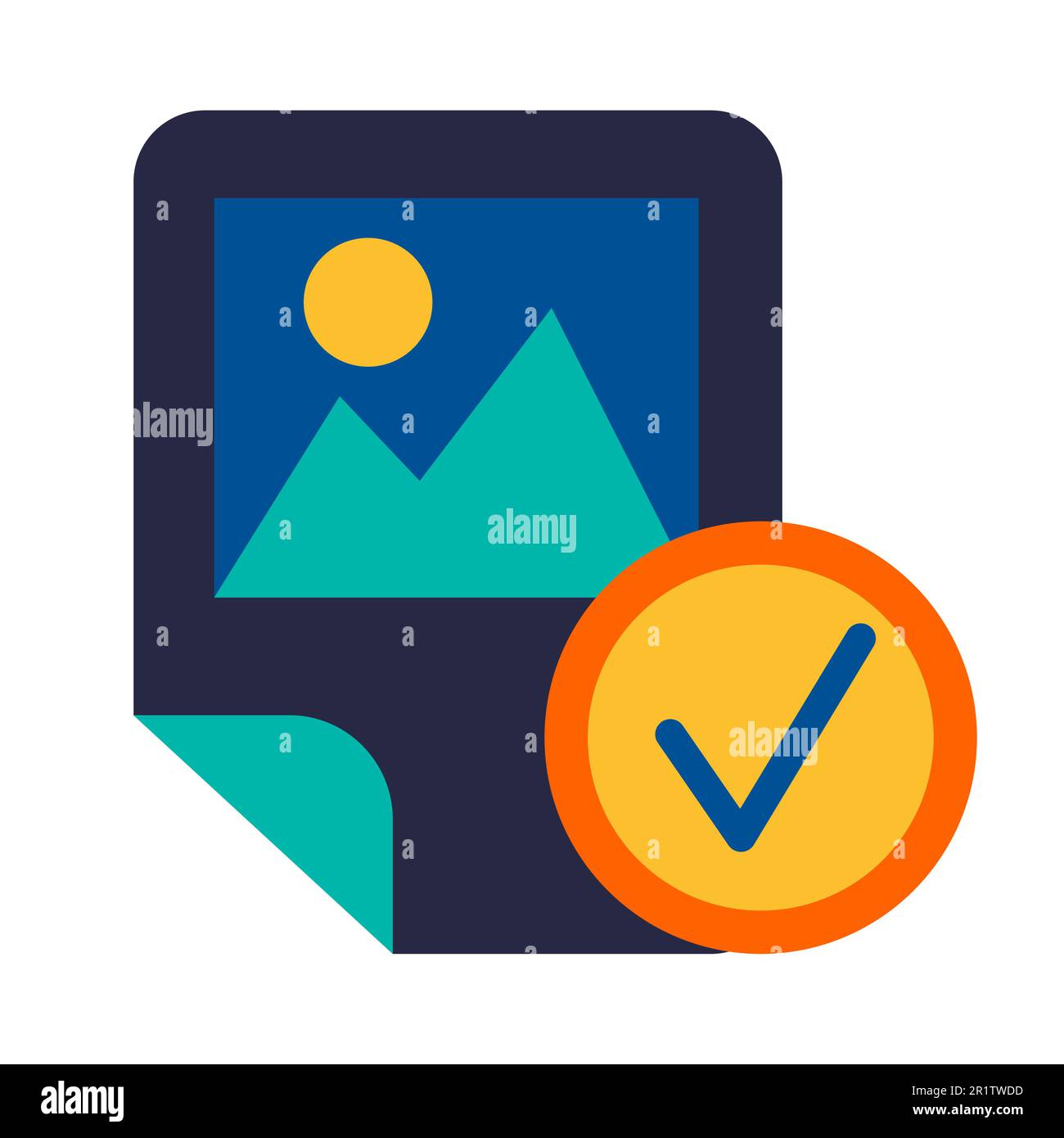 Image file and tick symbol glyph vector illustration. Digital gallery ...