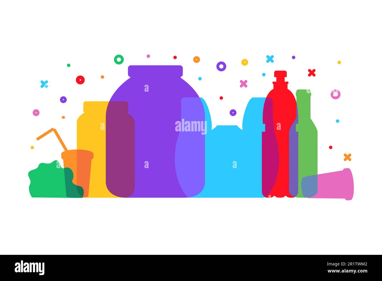 Reduce Plastic Waste and Sort Garbage Poster Flat Design Vector ...