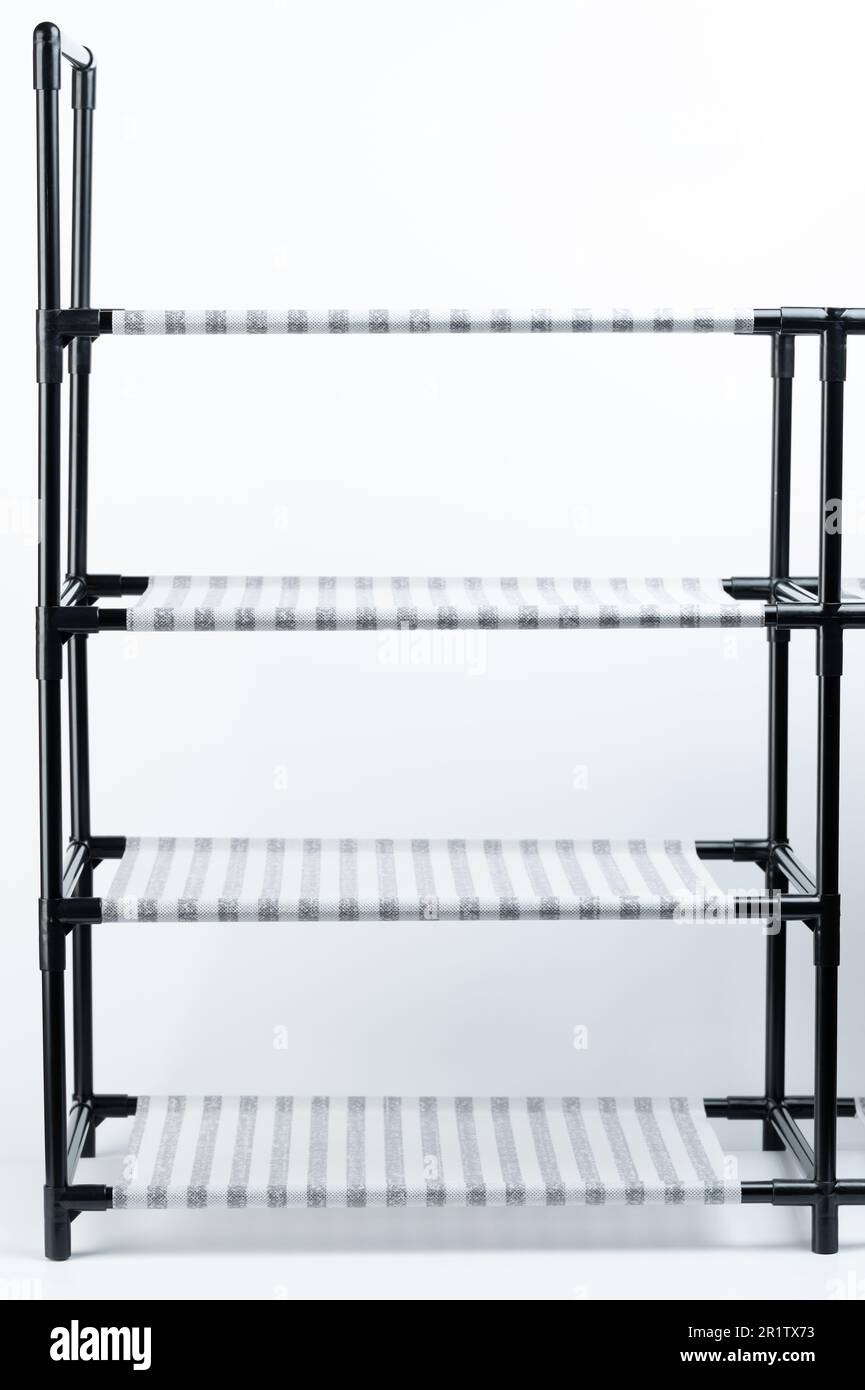 Empty storage open rack isolated on white studio background Stock Photo ...