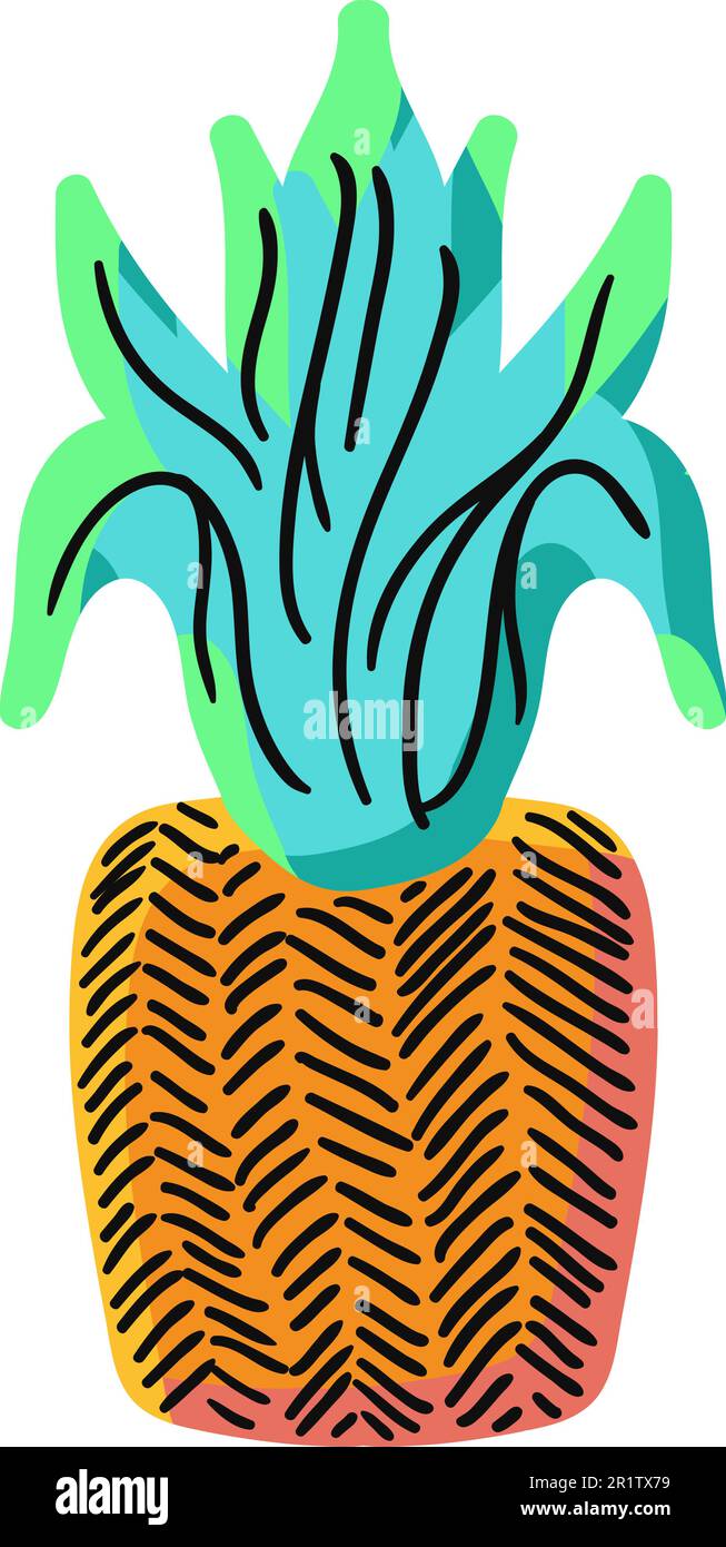 Natural pineapple hand drawn vector illustration. Ripe tropical fruit ...