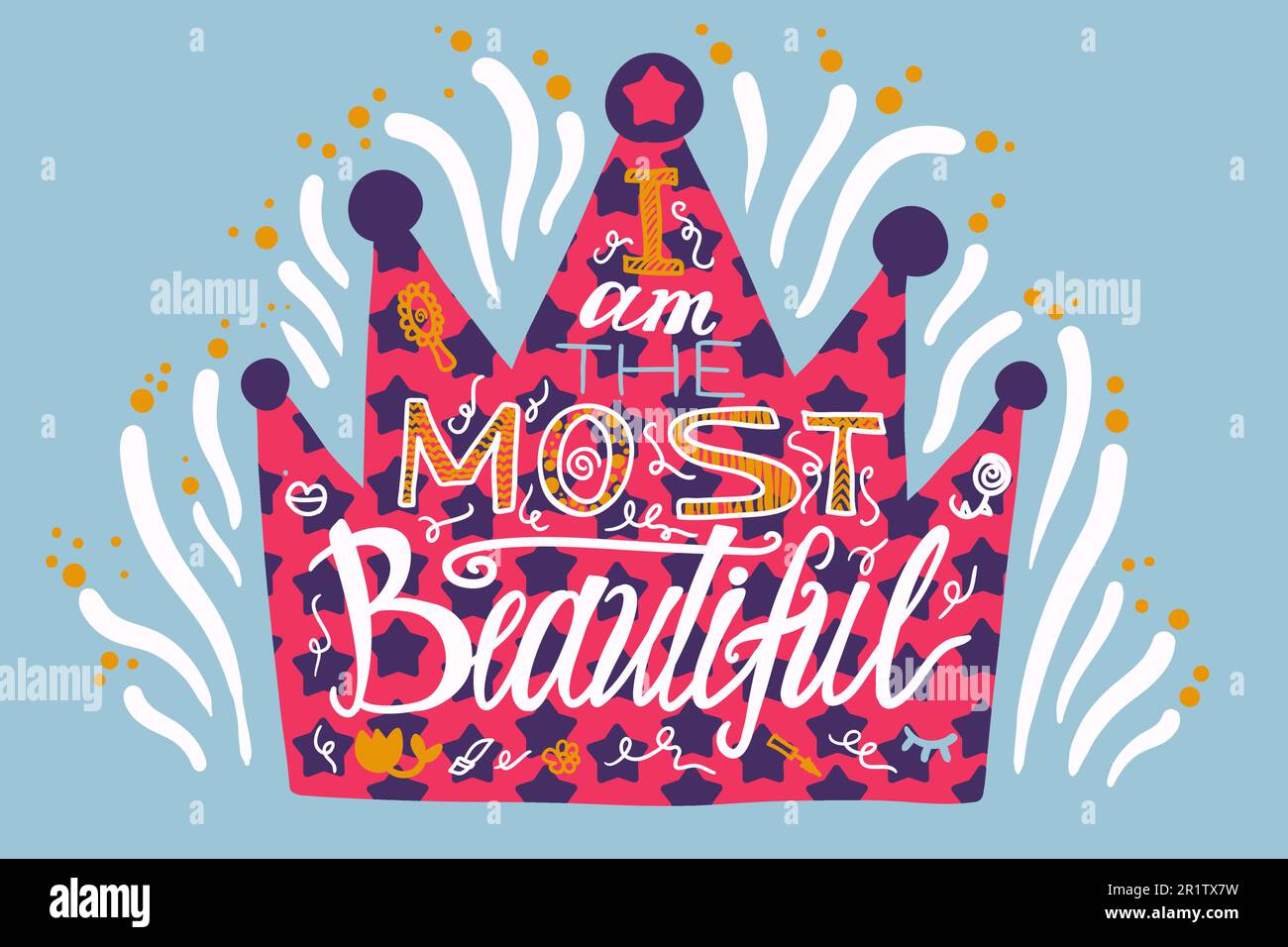 Colorful Drawn Crown with Bright Fireworks Banner. Luxury Monarch or ...