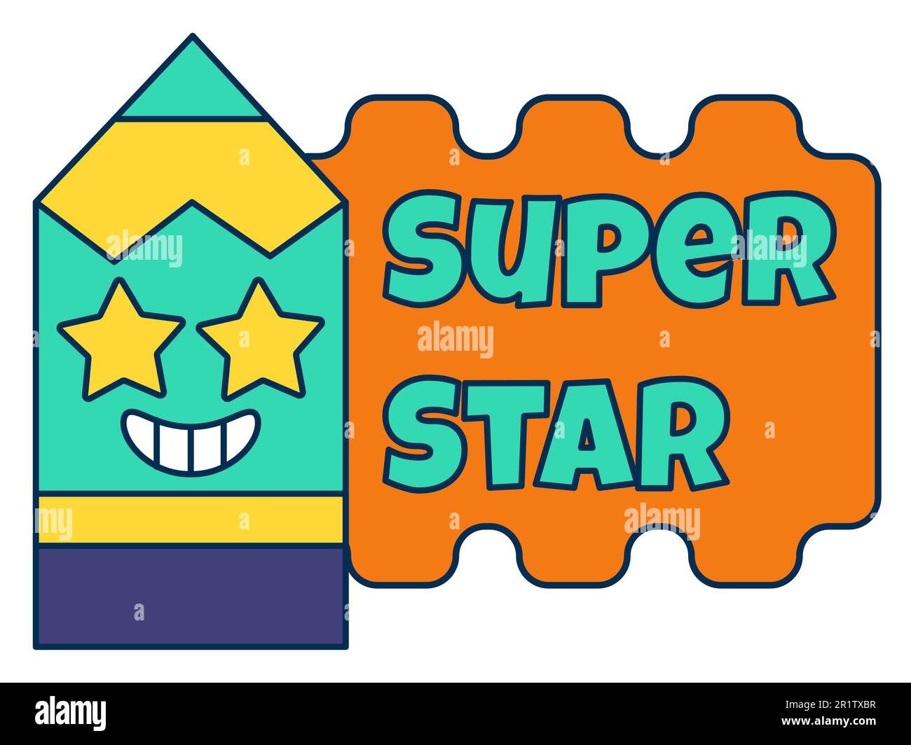 Super star teacher reward sticker, cute cartoon school award with ...