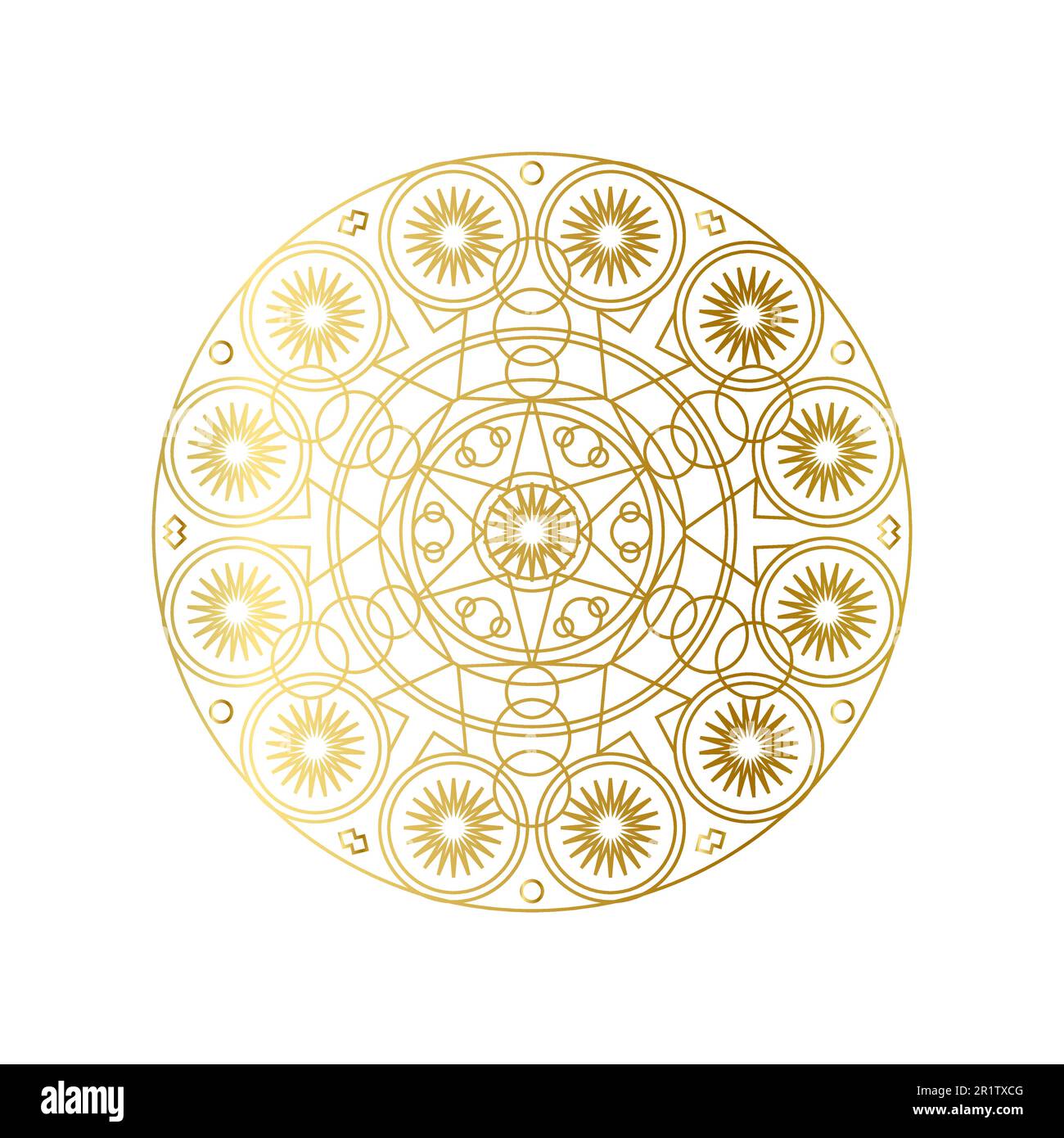 Golden abstract geometric mandala outline vector illustration ...