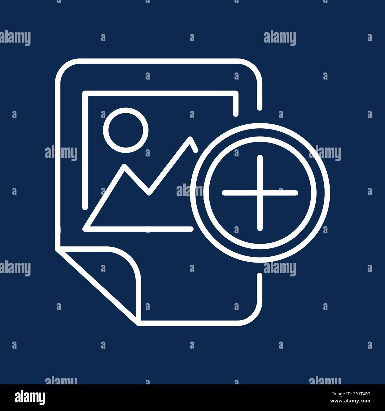 Image file adding blue monochrome linear icon. Picture moving to folder ...