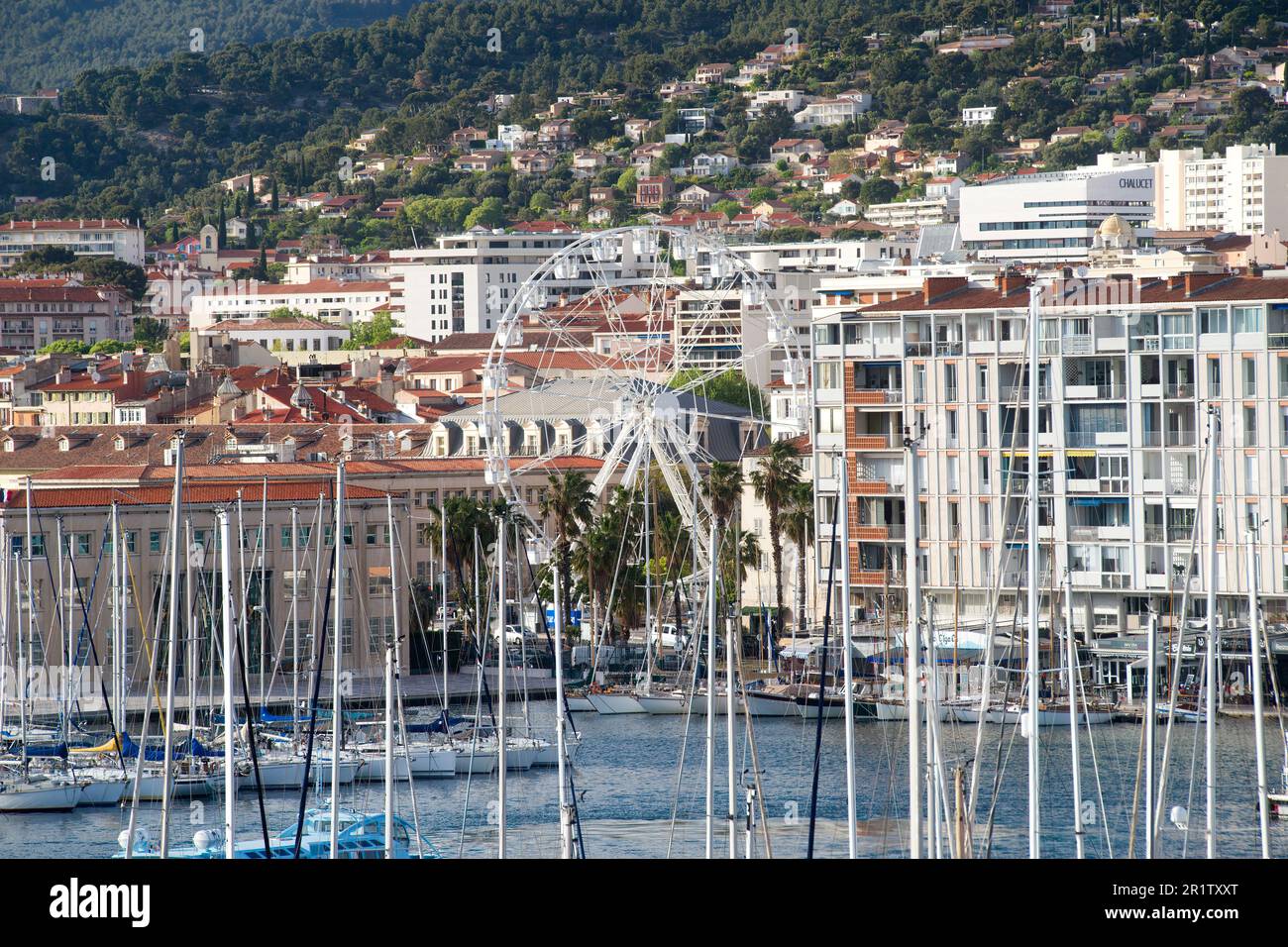 Sailboats in Toulon Harbor, late afternoon in spring Stock Photo - Alamy