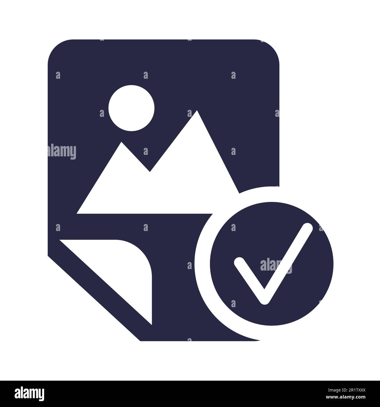 Image file and tick symbol glyph vector illustration. Digital gallery ...