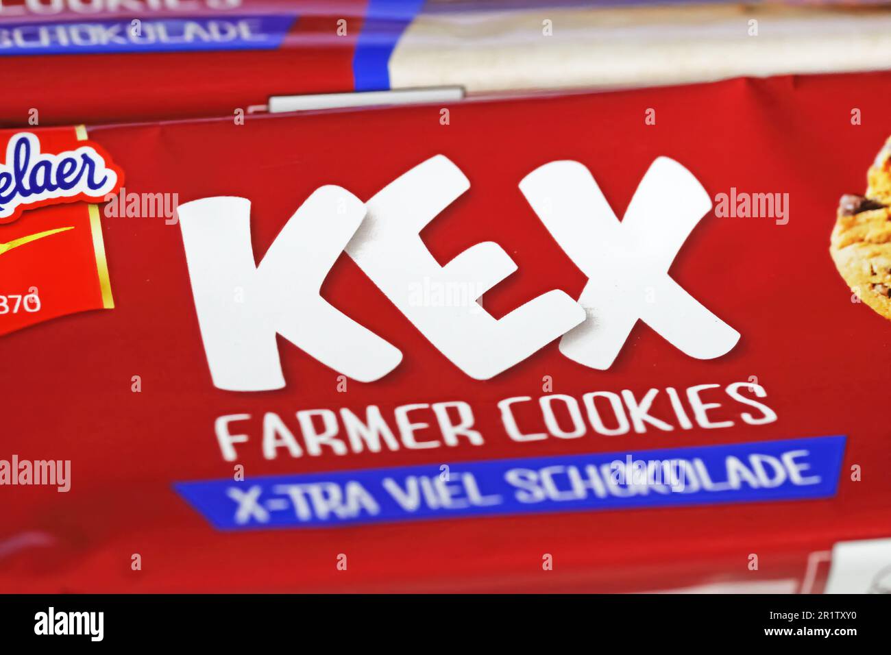 Viersen, Germany - May 9. 2023: Closeup of package De Beukelaer Kex ...
