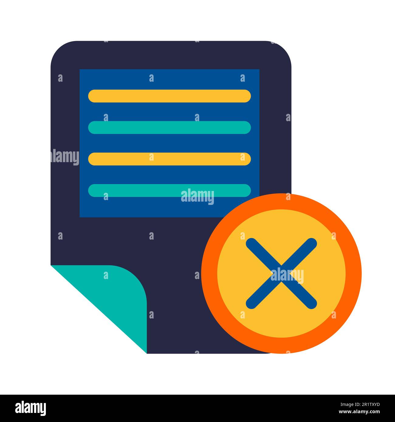 Electronic text document delete symbol glyph vector illustration ...