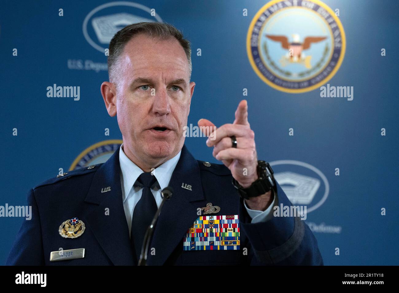 Pentagon spokesman Air Force Brig. Gen. Patrick Ryder speaks during a ...