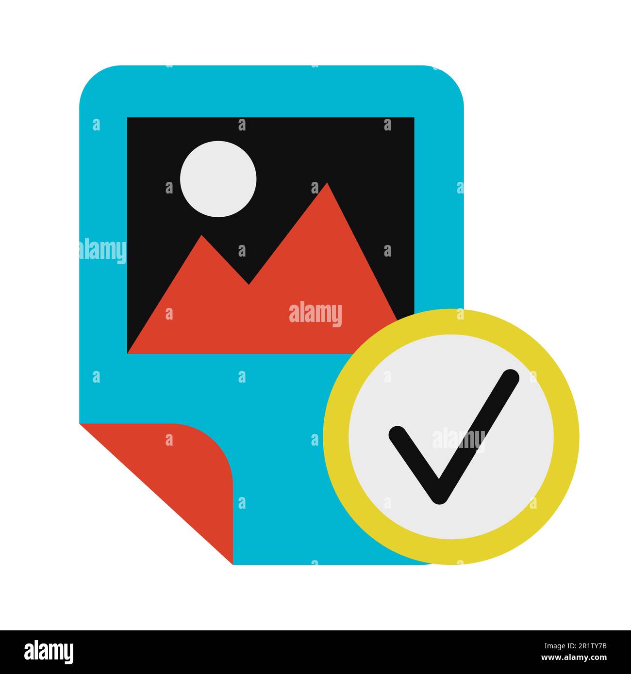 Image file and tick symbol glyph vector illustration. Digital gallery ...