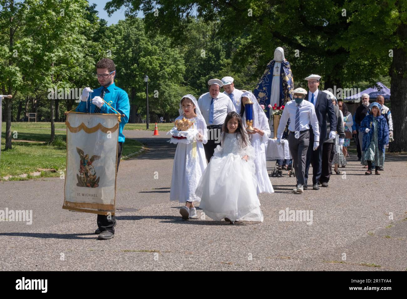 The procession at the beginning of a May Crowning service in Flushing ...