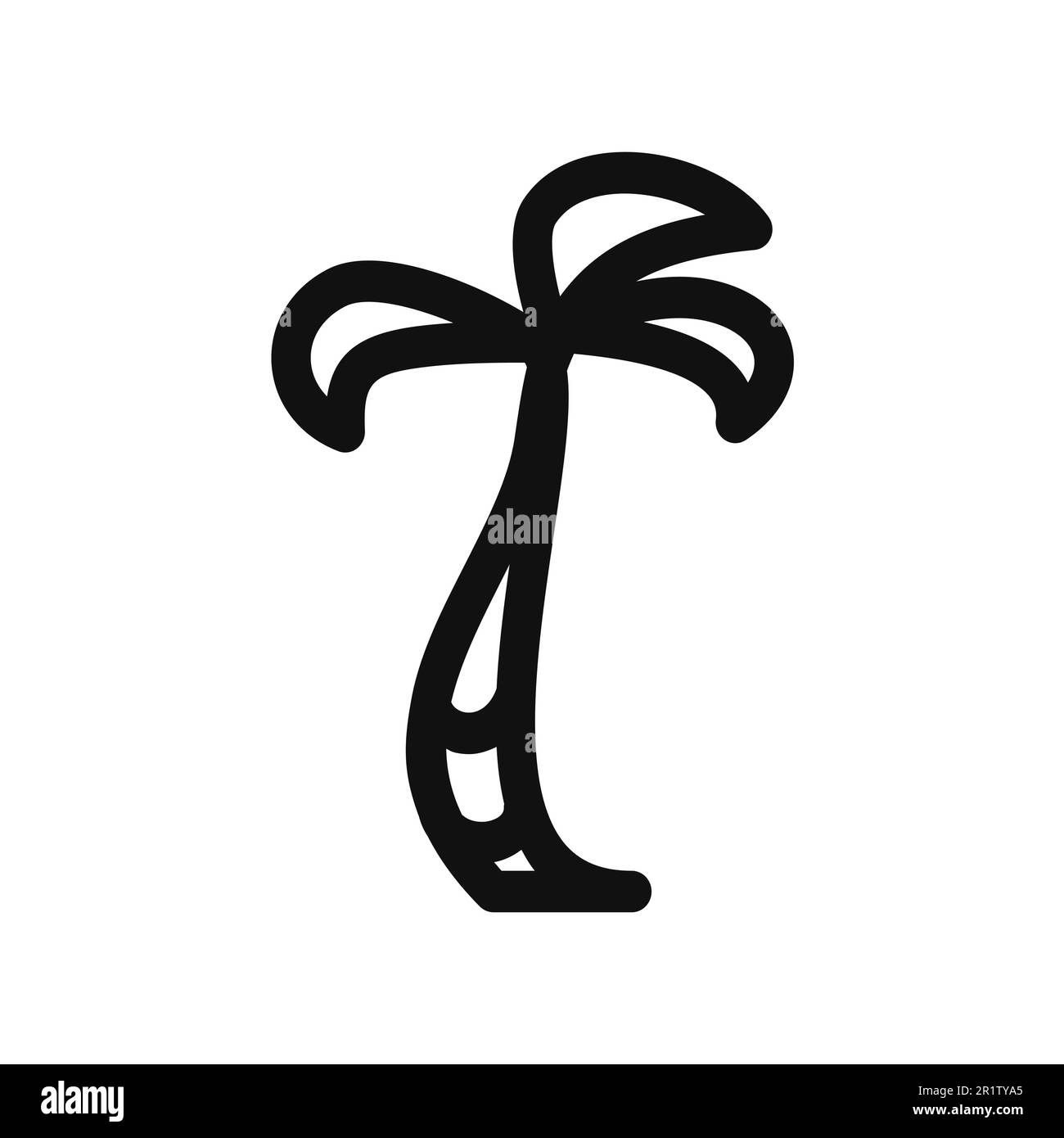 Black palm tree thick line vector icon. Exotic plant isolated on white ...