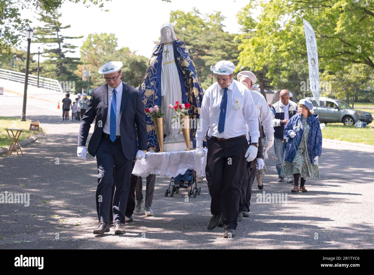 The procession at the beginning of a May Crowning service in Flushing ...