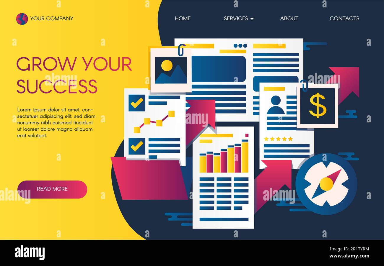 Company stats report abstract vector illustration. Staff CV analysis ...