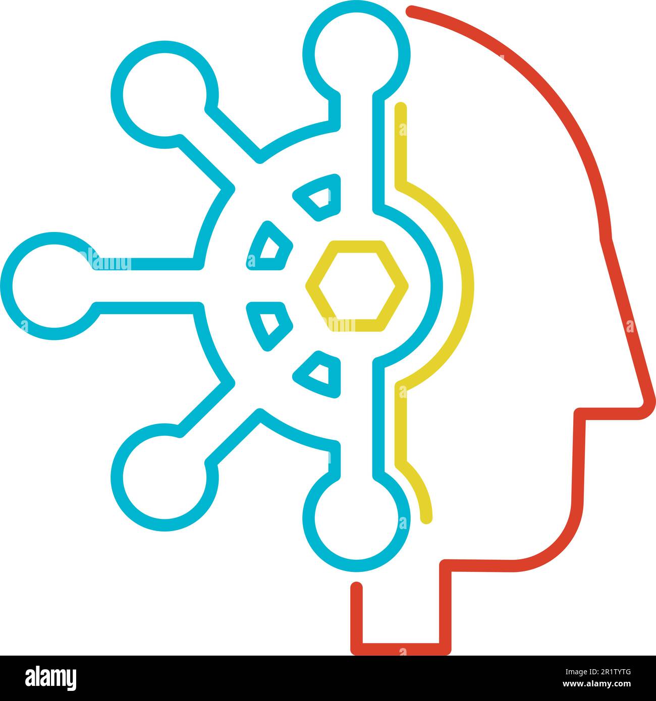 Human mind control linear vector icon isolated on white. Brain ...