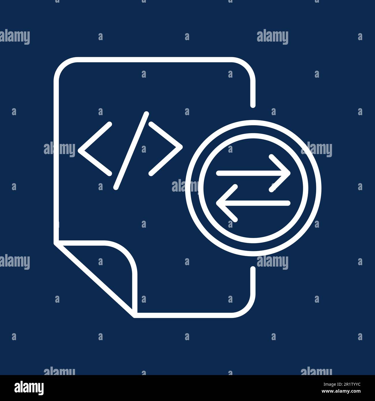 System files exchange monochrome linear icon. HTML tag transfer mark ...