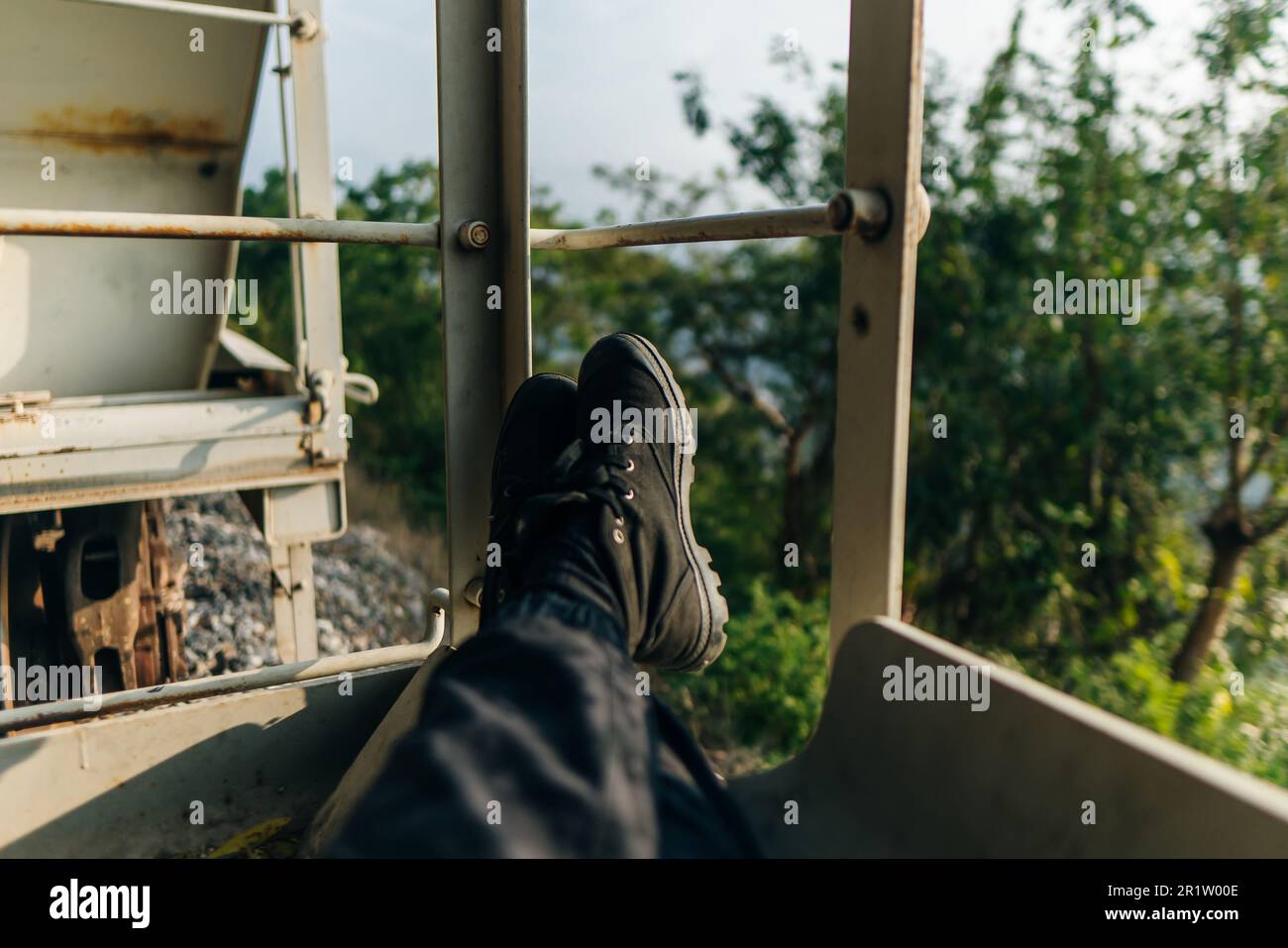 people ride a freight train like a hobo. High quality photo Stock Photo ...