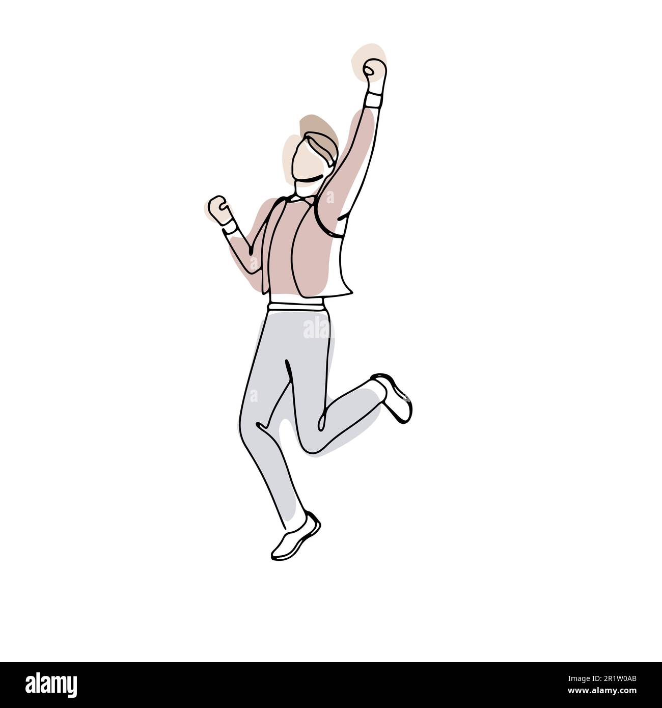 Single line drawing of jumping man with abstract shapes Stock Vector ...