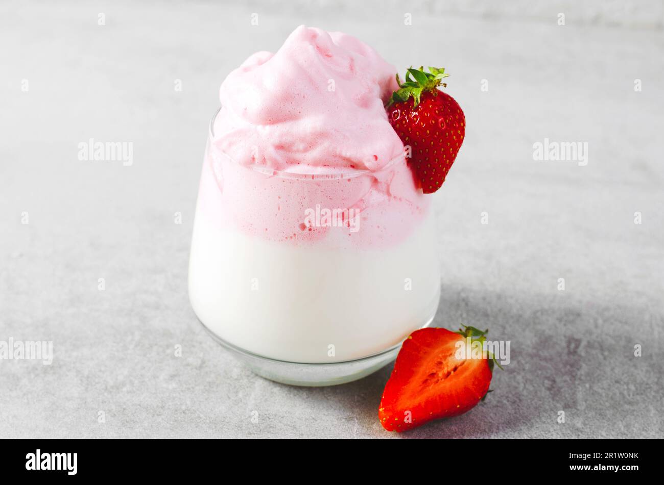 Whipped Strawberry Milk, Strawberry Milkshake, Dalgona Style Drink with ...