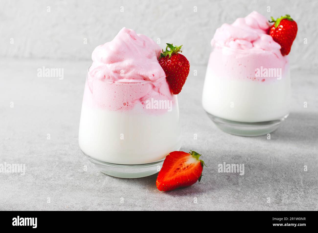 Whipped Strawberry Milk, Strawberry Milkshake, Dalgona Style Drink with ...